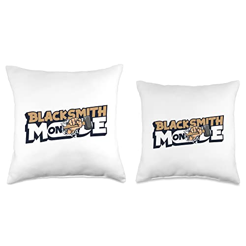Forging Equipment Starter Kit Gifts For Beginners Mode On Forging Anvil Hobby Legend Blacksmith Throw Pillow, 18x18, Multicolor