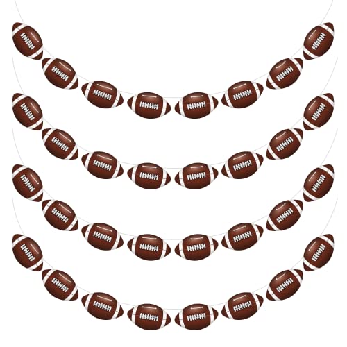 4PC - Football Party Decorations - Football Banner - Football Hanging Decorations Decor for Themed Birthday Party Bowl Game Fans Home Garland Supplies Flag