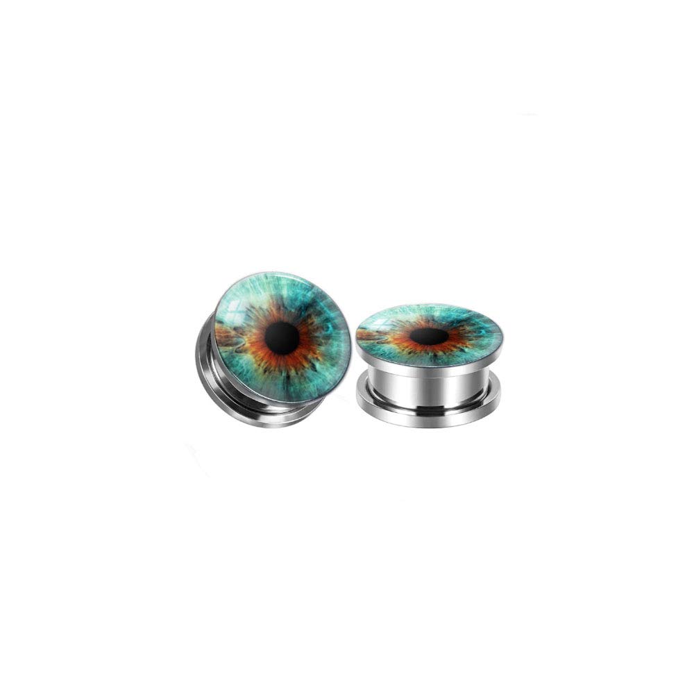 4pcs/set Stainless Steel Red & Green Eyes ear gauges Ear Plugs Flesh Tunnels Stretchers earExpander Body Piercing Jewelry