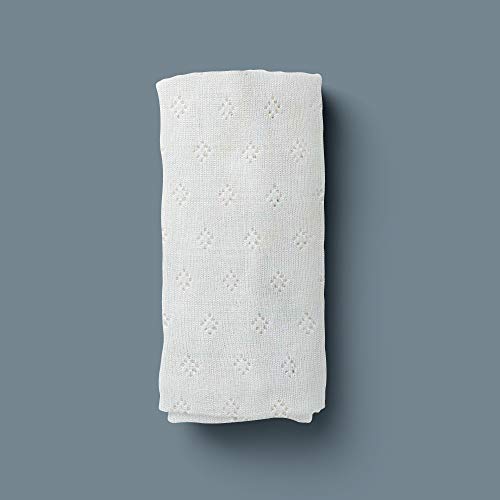 Swaddle Blanket - Baby Essentials | Baptism Christening Dedication Receiving Blankets Baby Wrap for Infant Newborns - Newborn Essentials Must Haves - 100% Viscose Shawls, 80 x 110 cm - White