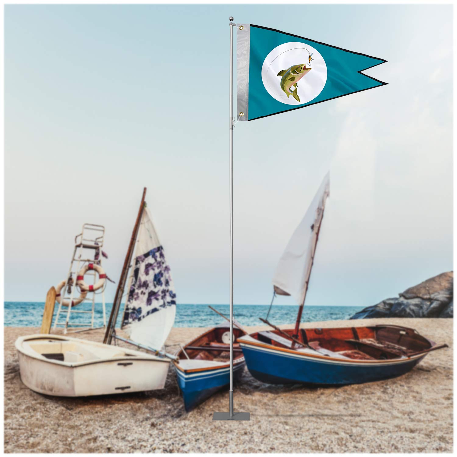 BannerBuzz Burgee Flag, Double Sided with Pole Pockets or Grommets on Left, 90 GSM Knitted Polyester Fabric, Full color UV printing, Boat Flag for Events (10' x 6')