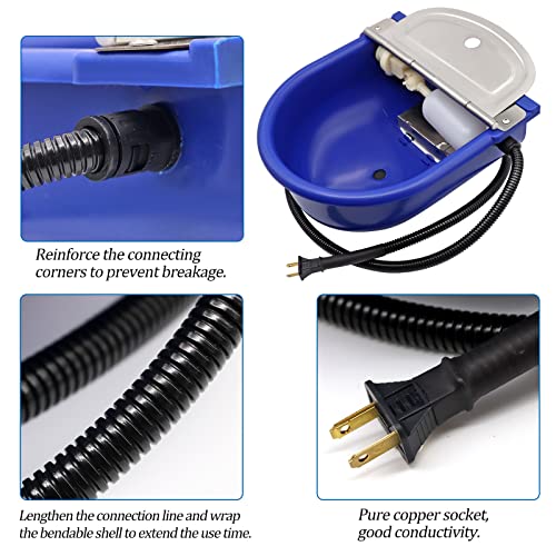 Automatic Livestock Waterer Heated Horse Water Bowl Automatic Cattle Cow Heated Water Bowl Dog Horse Cattle Drinking Bowl Constant Temperature Dispenser with Float Control