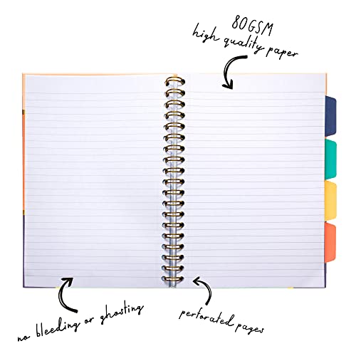 Pukka Pad, Carpe Diem 5-Project Double Spiral Bound Notebook 3-Pack with Repositionable Dividers - 200 Pages of 80GSM Paper with Perforated Edges โ Floral Love, B5 10 X 7in