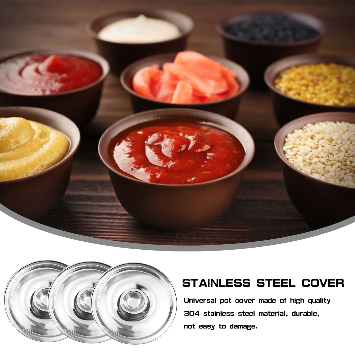 LNQ LUNIQI Stainless Steel Universal Lid ，4.7Inch Mini Pan Lid Bowl Covers Cookware Lid Replacement Accessories for Skillets Frying Pans （12cm）