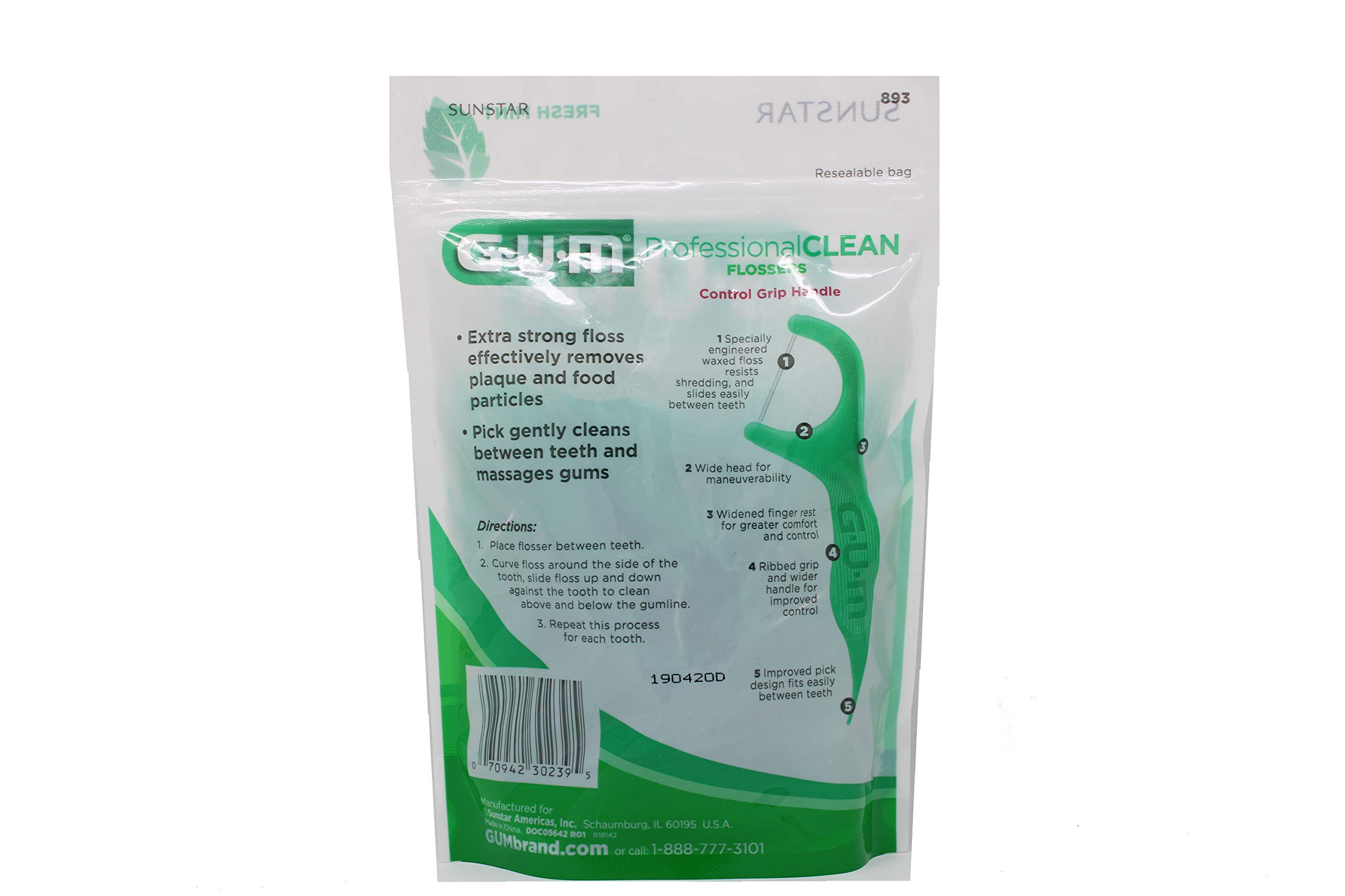 Gum Professional Clean Flossers, Fresh Mint 90 ea (Pack of 2)
