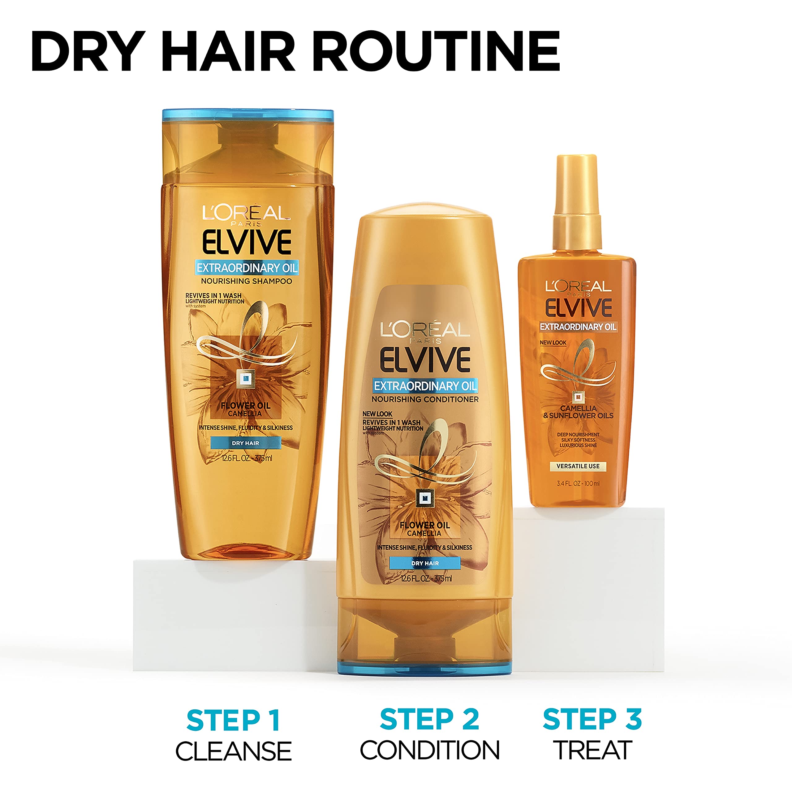 L’Oréal Paris Elvive Extraordinary Oil Nourishing Conditioner, for Dry or Dull Hair, Conditioner with Camellia Flower Oils, for Intense Hydration, Shine, and Silkiness, 28 Fl; Oz