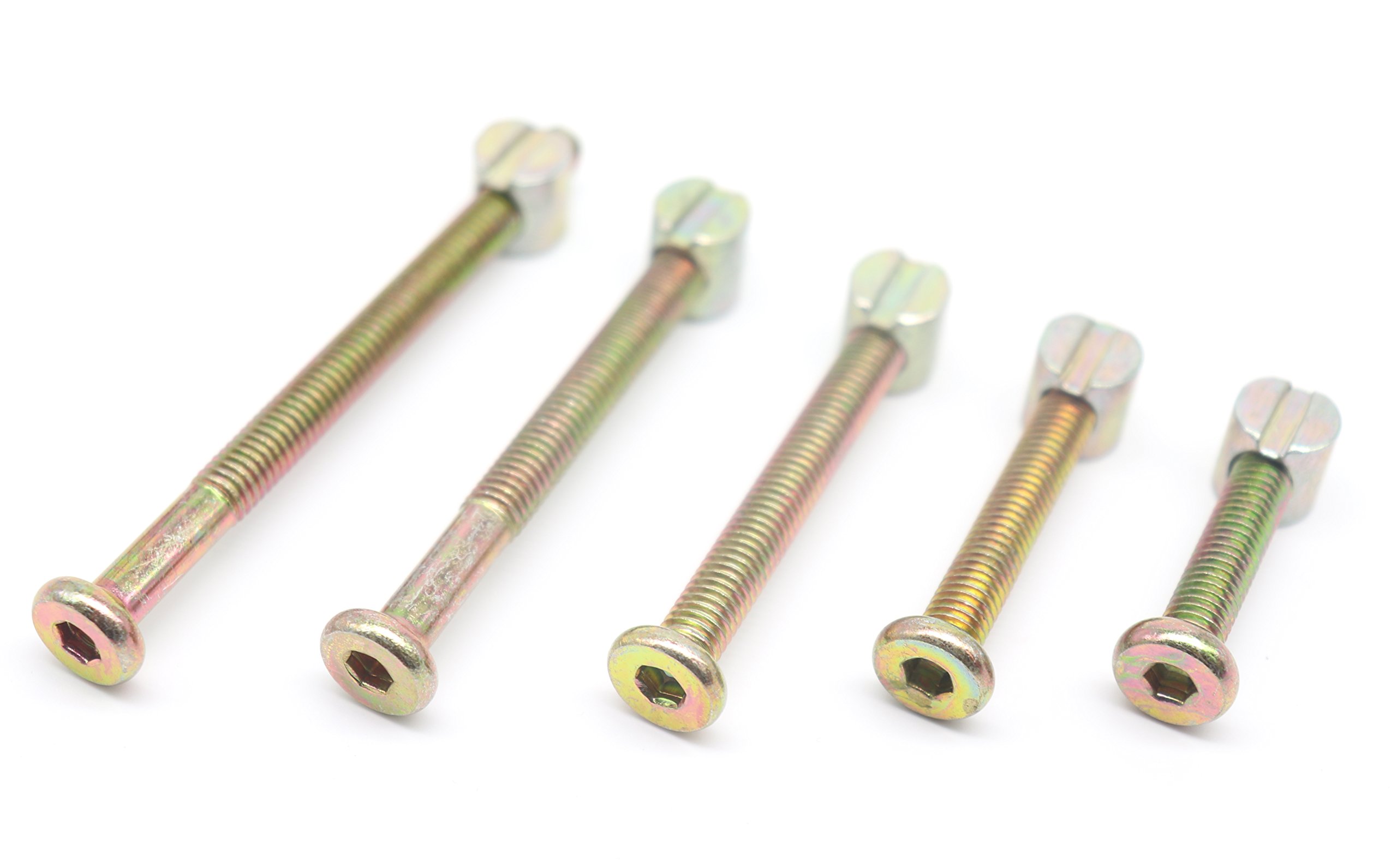 Crib/Bunk Bed Screws Replacement Parts, binifiMux 100pcs M6 x 35mm/ 45mm/ 55mm/ 65mm/ 75mm Hex Drive Socket Cap Bolts Barrel Nuts Assortment Kit for Delta Dream on me Cribs