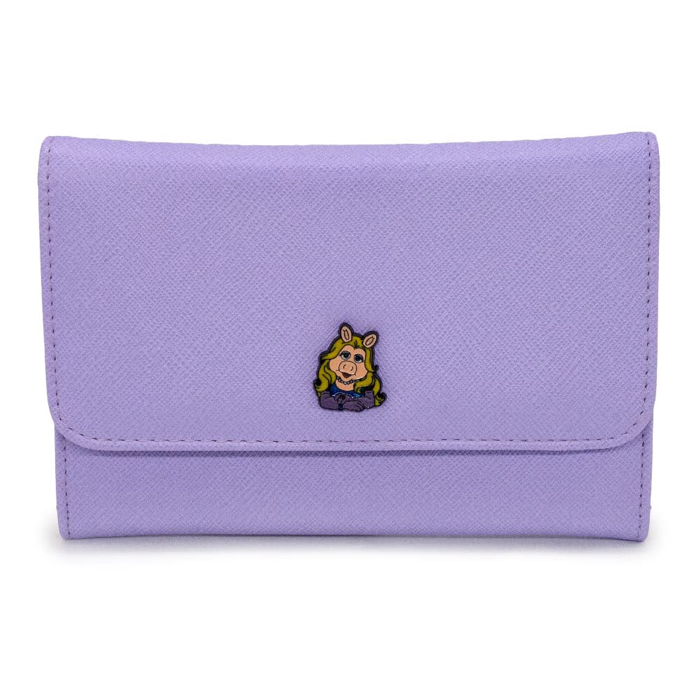 Buckle-Down Disney Wallet, Foldover, The Muppets, Miss Piggy, Violet, Vegan Leather, 6.5" x 4.5"