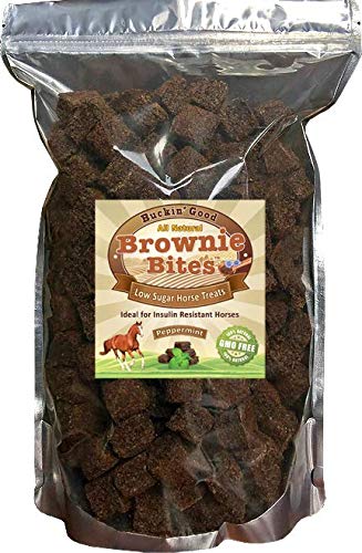 Most Popular! Buckin’ Good Brownie Bites Low Sugar, Low Starch Horse Treats (Peppermint, 3 lb. Refill Bag)