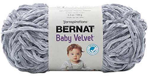Bernat Baby Velvet Yarn Pale Gray 164018-18013 (3-Skeins) Same Dye Lot Worsted Medium #4 Soft 99% Acrylic/1% Polyester Bundle with 1 Artsiga Craft Bag