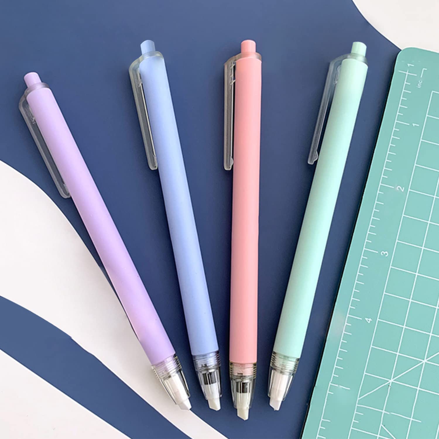 GINCEVHY 4 PCS Morandi Color Retractable Paper Cutter Pen, Craft Art Ceramic Blade, Safety Hobby Knife with Precision Blade for School and Home