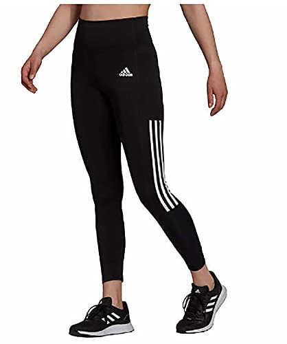 adidas Womens Lightweight High Rise 3-Stripe Mesh 7/8 Leggings (X-Small, Black/White)
