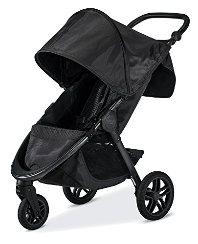 Britax B-Free Stroller, Midnight - All Terrain Tires, Adjustable Handlebar, One Hand Fold, Large UV50 Canopy