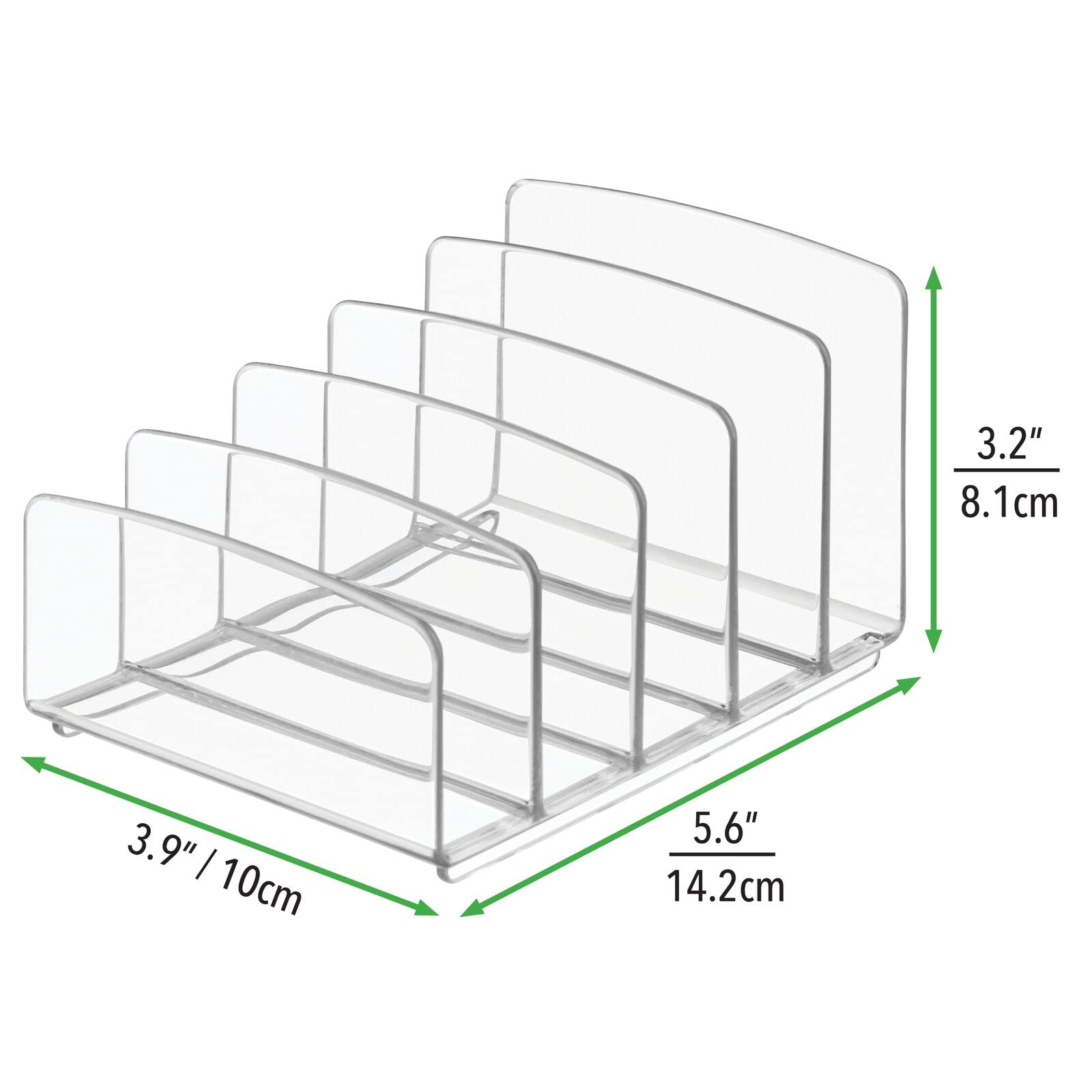 mDesign Plastic Divided Makeup Organizer for Bathroom Countertops, Vanities, Cabinets - Cosmetic Storage Solution for, Eyeshadow Palettes, Contour Kits, Blush, Face Powder - 5 Sections - Clear