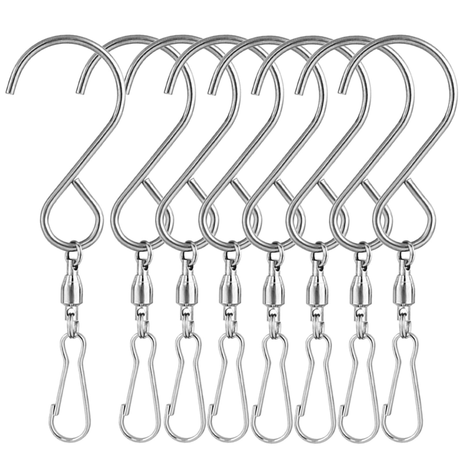 AMZSEVEN 8 Pack Swivel Hooks Clips for Hanging Wind Spinners, Wind Chimes, Bird Feeder, Crystal Twisters Party Supplies (Silver)