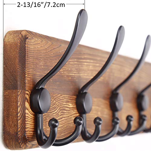 WEBI Coat Rack Wall Mount,Coat Hooks Wall Mounted,16ββ Hole to Hole,Wood Coat Hanger Wall,Hook Rack Rail,5 Triple Hooks for Hanging Coats,Jacket,Clothes