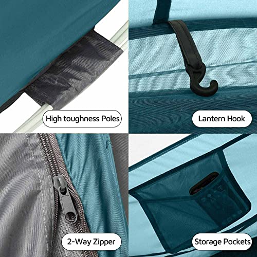 4-5Person Easy Pop Up Tent,9.5’X6.8’X49'',Automatic Setup,Waterproof, 2 Doors-Instant Family Tents for Camping, Hiking & Traveling (Green)