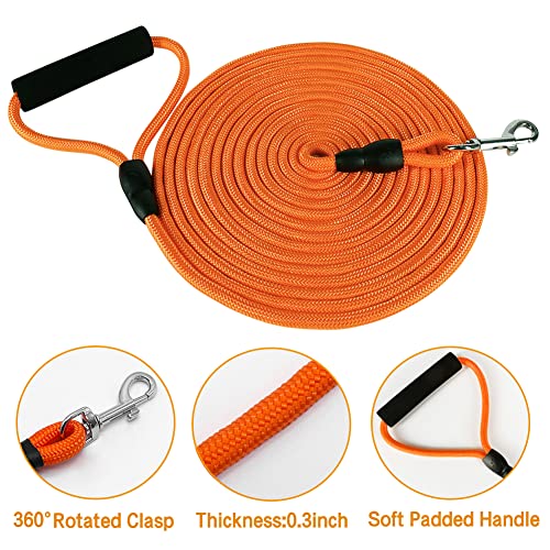 Vivifying Long Dog Leash, 20FT Floating Dog Training Leash, Lightweight Dog Check Cord Rope Leash with Comfortable Handle for Outside, Hiking, Swimming, Beach and Lake