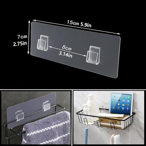 8PCS Adhesive for Shower Caddy Adhesive Replacement,Bathroom Storage Shelves and Kitchen Racks,Adhesive Pads Hooks,Clear Strong Shower Adhesive Strips,Bathroom Storage Shelf Organizer Sticker