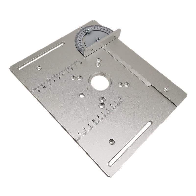 Aluminum Router Table Insert Plate W/Miter Gauge for Woodworking Benches Table Saw Multifunctional Trimmer Engraving Machine (Type-A)