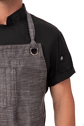 Chef Works Unisex Corvallis Chefs Bib Apron, Black Steel Grey, One Size