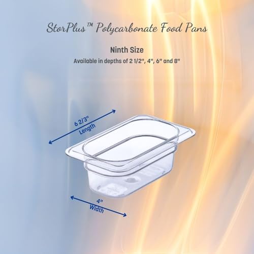 Carlisle FoodService Products Storplus Food Pan, Food Storage Container with Spoonable Corners for Catering, Buffets, Restaurants, Polycarbonate (Pc), 1/9 Size 6 Inches Deep, Black
