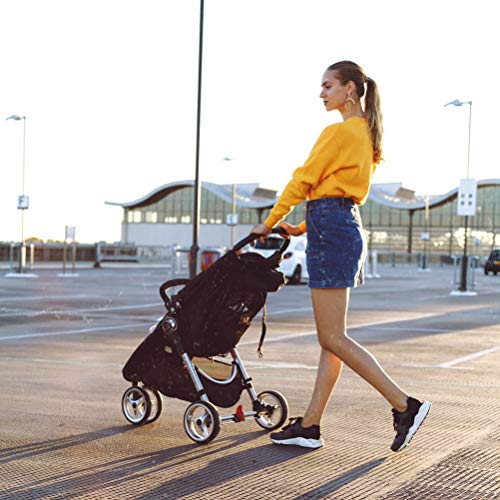Emoly Upgraded Universal Stroller Rain Cover, Double Door Design & Large Storage Baby Stroller Weather Shield, WaterproofâStroller Cover, Food Grade EVA, Eye Protect (Black)