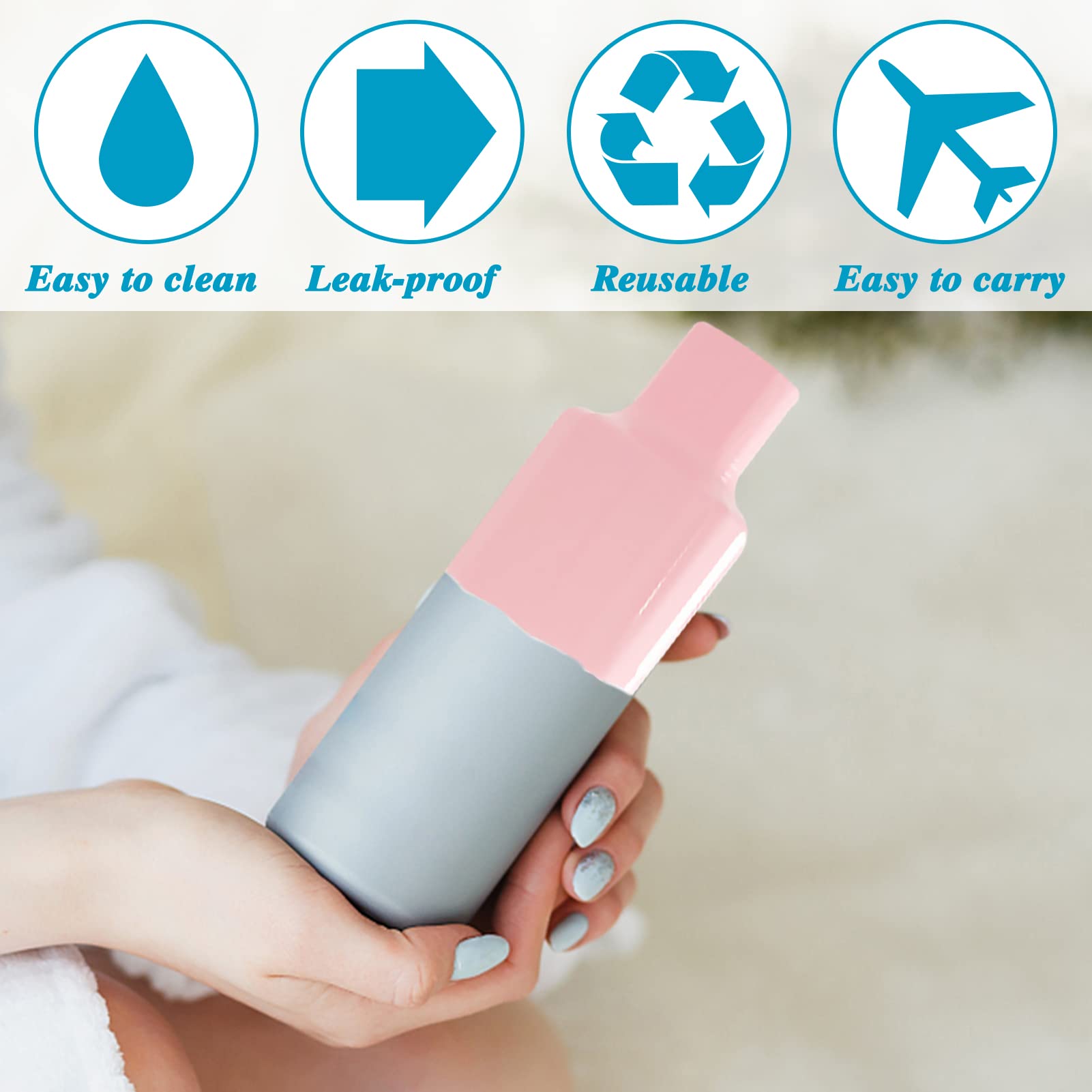 8Pcs Elastic Sleeve for Leak Proofing Silicone Travel Bottle Covers Leak Proof Sleeves for Travel Container in Luggage Reusable Silione Accessory for Travel Toiletries Shampoo Bottles