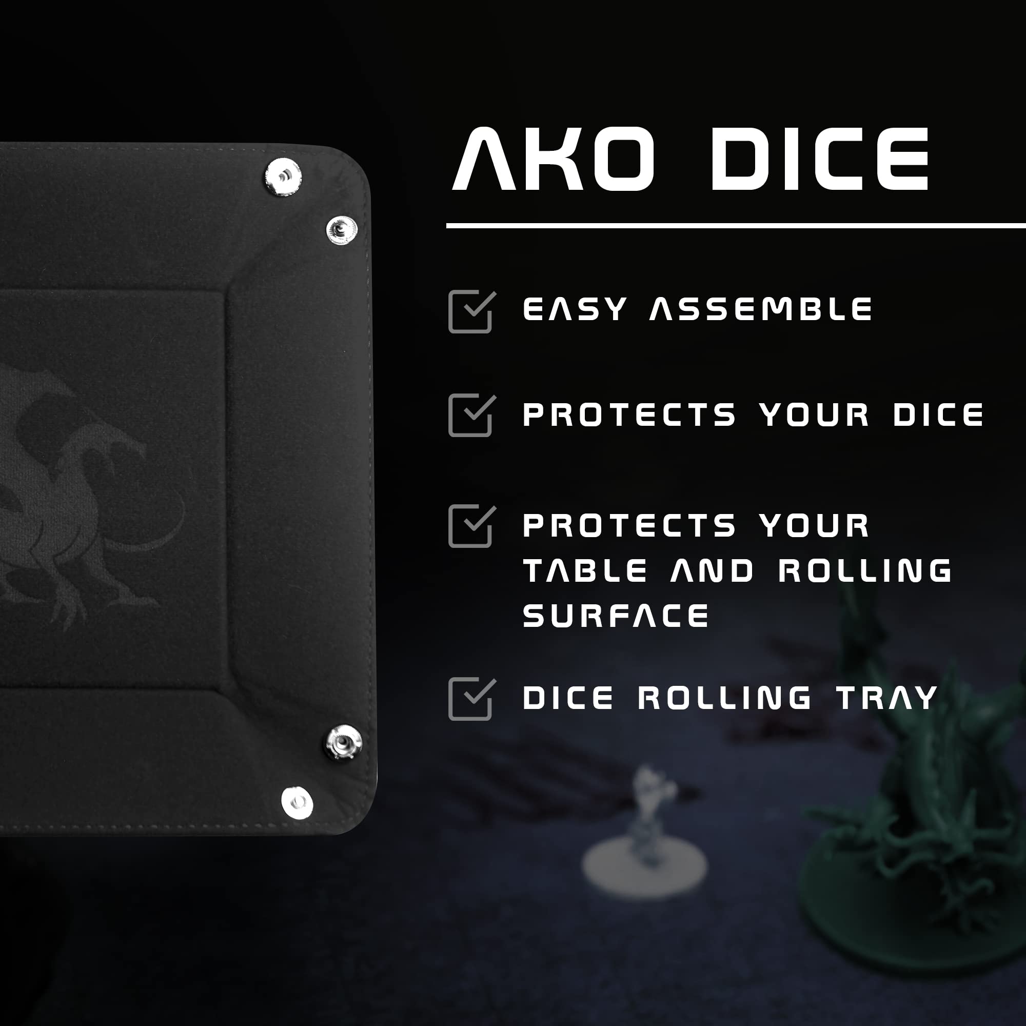 Dice Tray - Green Velvet dice Rolling Tray by AKO Dice - for RPG, DND, and Other Dice Games.