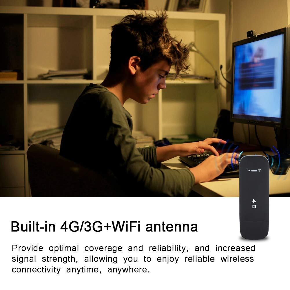 4G Router, 4G LTE USB Portable Smart Router Pocket Mobile Network Hotspot USB Modem Wireless with SIM Card Slot for Car Outdoor