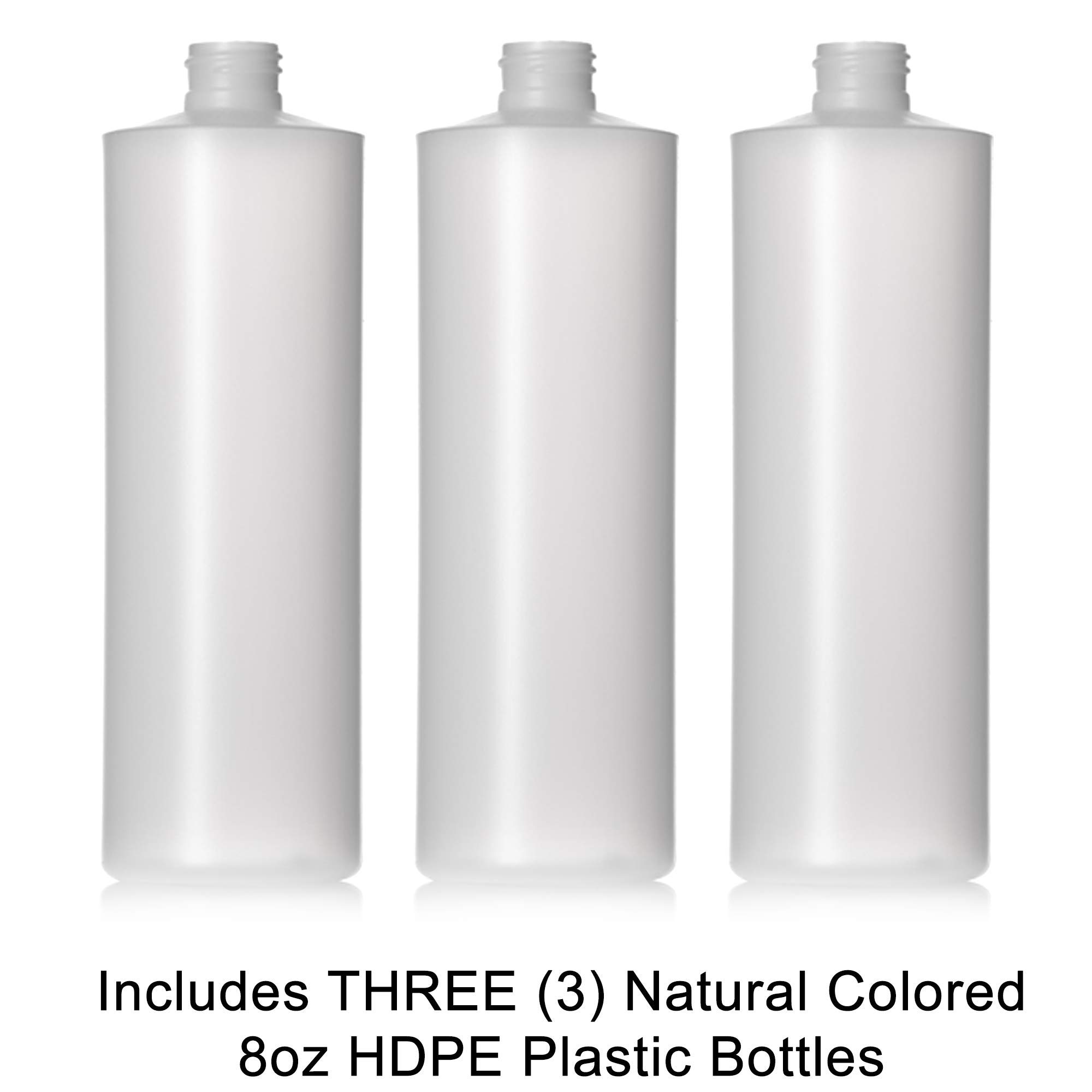 8oz Natural Color HDPE Squeeze Bottles with Disc Cap (3 Pack, 8oz)
