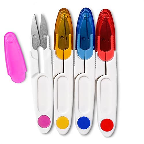 4Pcs Embroidery Scissors with Cover - Thread Snippers for Sewing Portable Scissors Fabric Scissors Bonsai Scissors Snips Scissors for Sewing - Embroidery Thread Scissors for Crafting Supplies