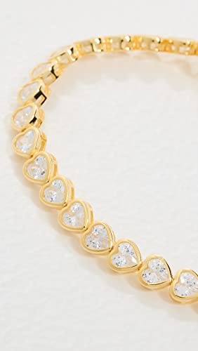 ADINA EDEN Women's Heart Bezel-Set Tennis Bracelet - Gold, Gold, One Size