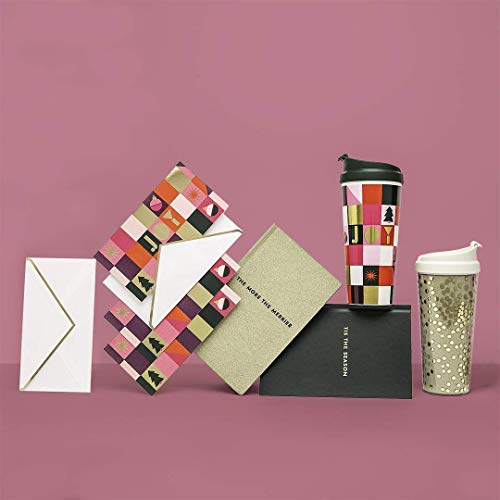 Kate Spade New York 16 Ounce Insulated Travel Mug, Holiday Themed Double Wall Thermal Tumbler for Coffee/Tea, Joy