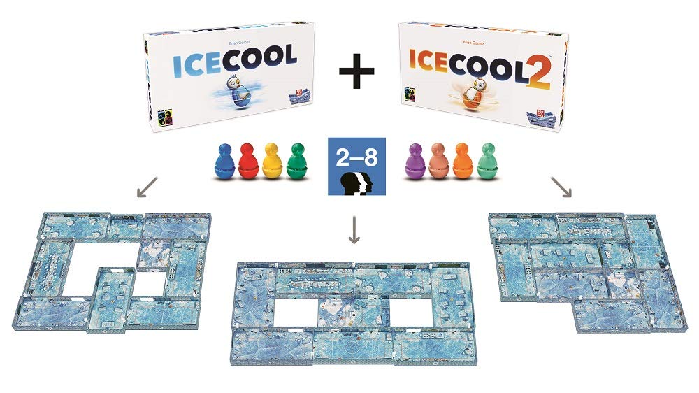 Brain Games ICECOOL 2 - A Fast & Fun Penguin Flicking Board Game, New Layouts & More Players, Age 6 and up, 2-8 Players, 30 Min Play Time, Award Winning Family Game by Brain Games,Multicolor