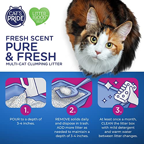 Cat's Pride Premium Lightweight Clumping Litter: Pure & Fresh - Up to 10 Days of Powerful Odor Control - Multi-Cat, Scented, 10 Pounds