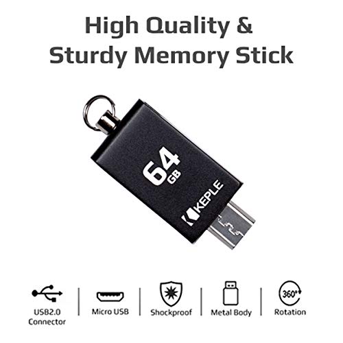 64GB USB Stick OTG to Micro USB 2 in 1 Flash Drive Memory Stick 2.0 Compatible with Motorola Moto G6 Play / G5, G5 Plus / G4 / E5, E5 Play, E5 Play Go, E5 Plus | 64 GB Pen Drive Dual Port