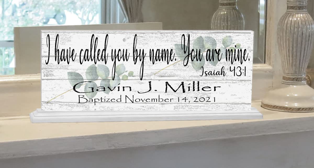 Baptsim Gift For Boys or Girls Personalized Christening Plaque Keepsake Present Bible Verse With Child's Name and Baptism Date (Called By Name)