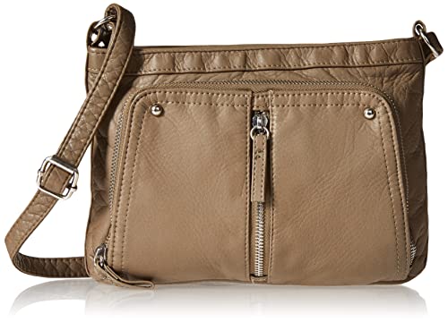 Bueno of California Grainy Washed Organzier Crossbody, Mushroom