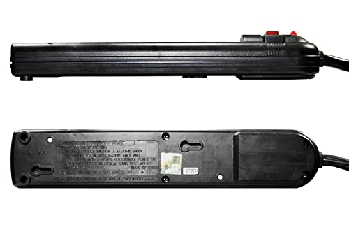 Weltron - 6 Outlet Surge Protector Power Strip 10 ft. Black (WSP-600PLF-10BK)