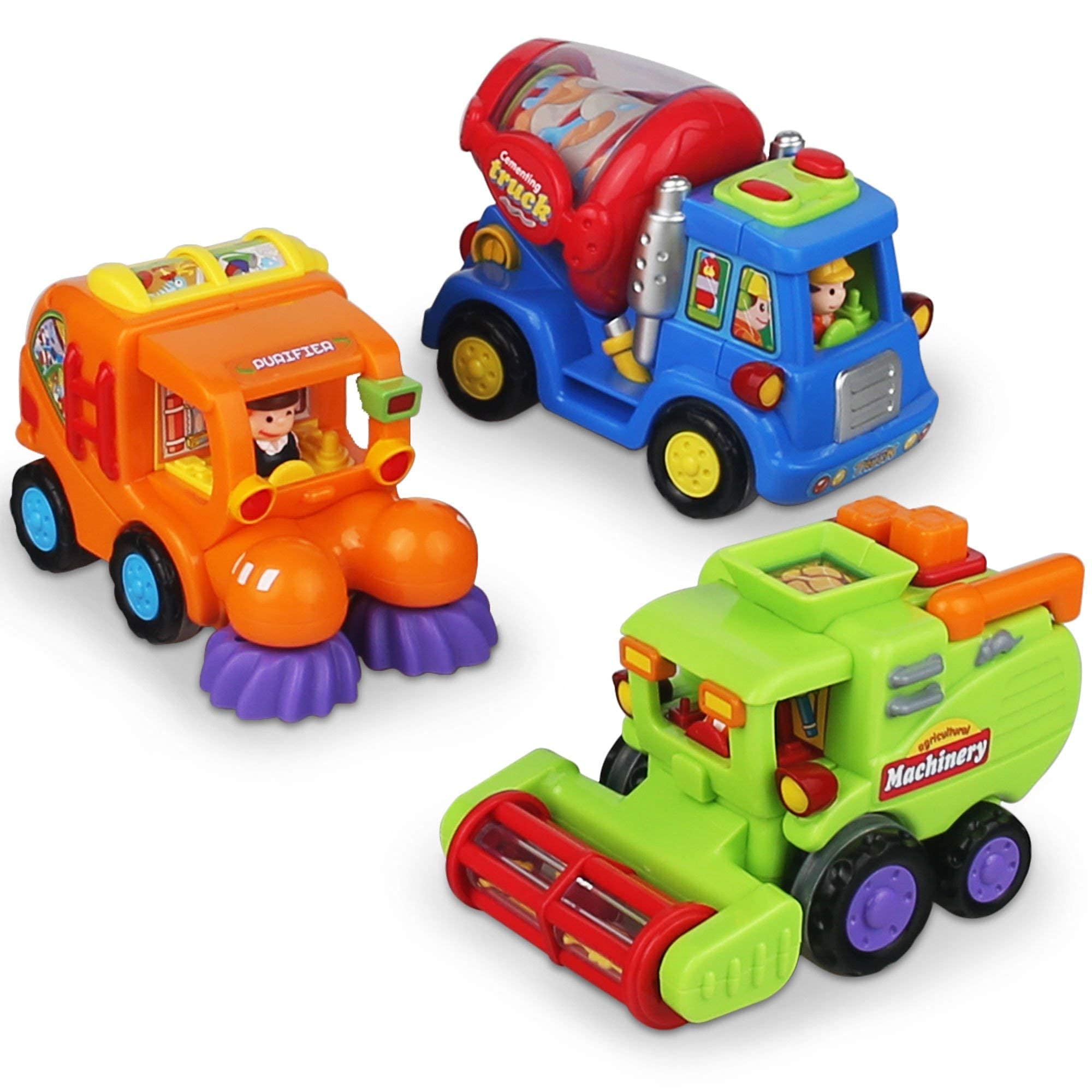 CifToys Musical Learning Workbench Toy and Push and Go Friction Powered Car Toys for Kids, Boys and Toddlers with Sound Effects & Lights Engineering Pretend Play