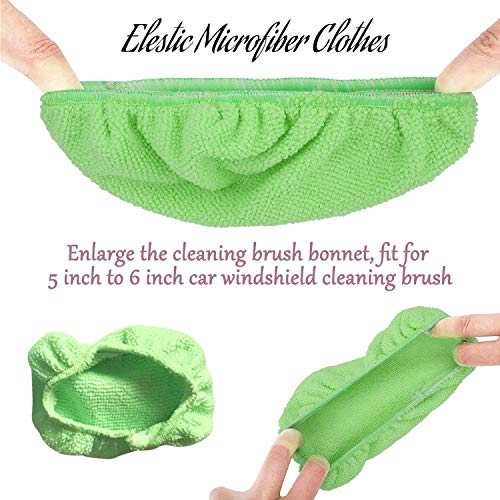 Silence Shopping Car Care Replaced Microfiber Clothes Windshield Cleaning Brush Durable Buffing Pad Cover Washable Polishing Bonnet Green Pack of 5