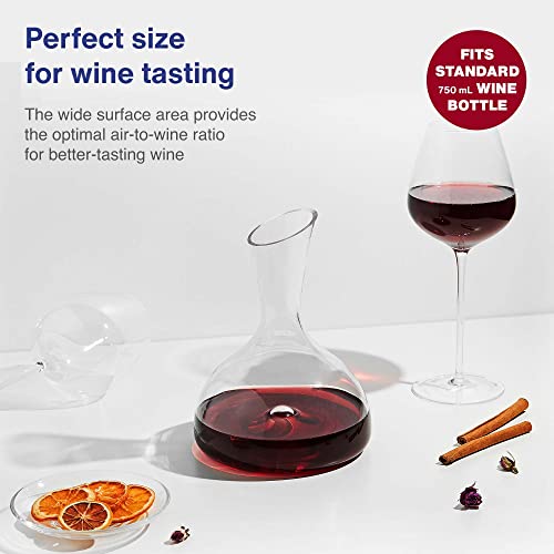 GoodGlassware Wine Decanter β Personal Red Wine Carafe with Wide Base and Aerating Punt - Crystal Clear, Full Bottle Pitcher (44 oz Capacity)