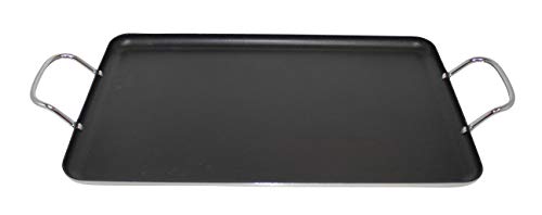 Imusa USA Nonstick Stovetop Double Burner Griddle with Metal Handles, 17-Inch, Black