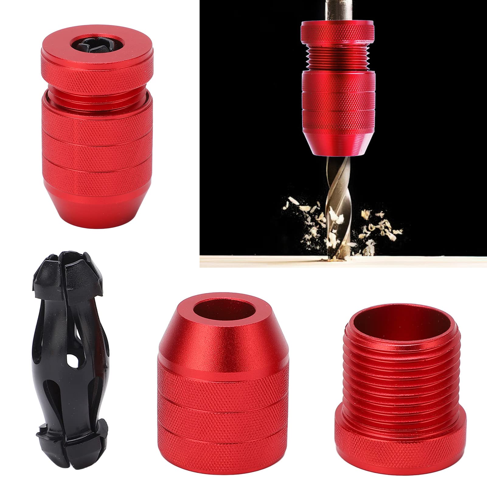 Adjustable Aluminum Alloy Drill Stop Collar Anti Slip Nylon Inner Ring Drill Stop Collar for Woodworking(For 0.24 to 0.43in Drill Bit)