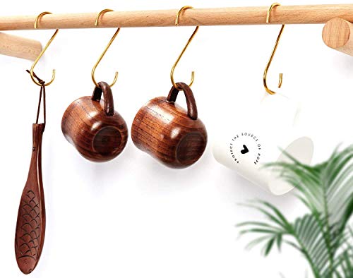 Xinally 10 Pieces Multipurpose Brass S Shaped Hooks Coat Clothes Storage Hangers Kitchen Pot Pan Racks