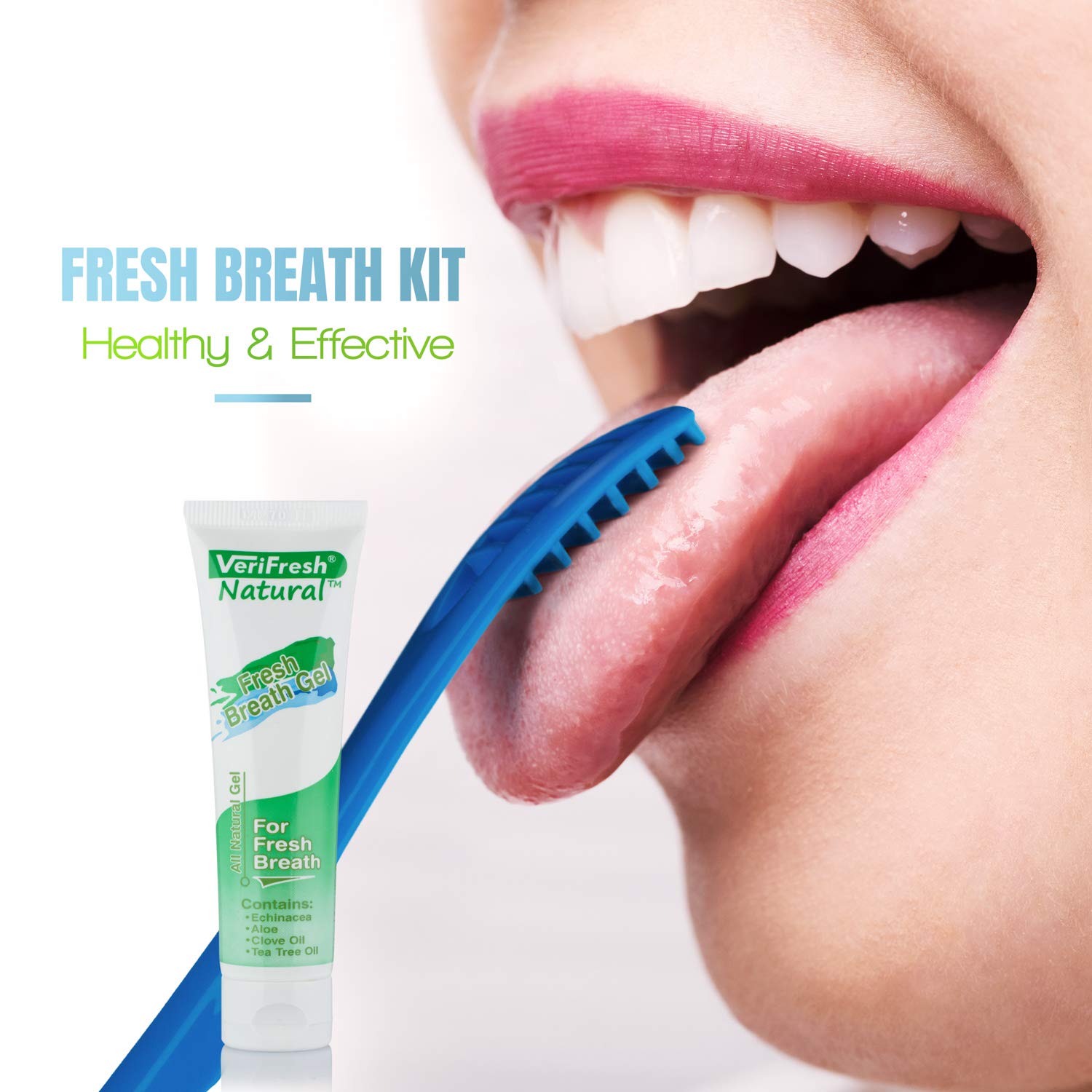 Fresh Breath Kit for Bad Breath - Tongue Scraper & Cleaner with Cleaning Gel β All Natural Treatment