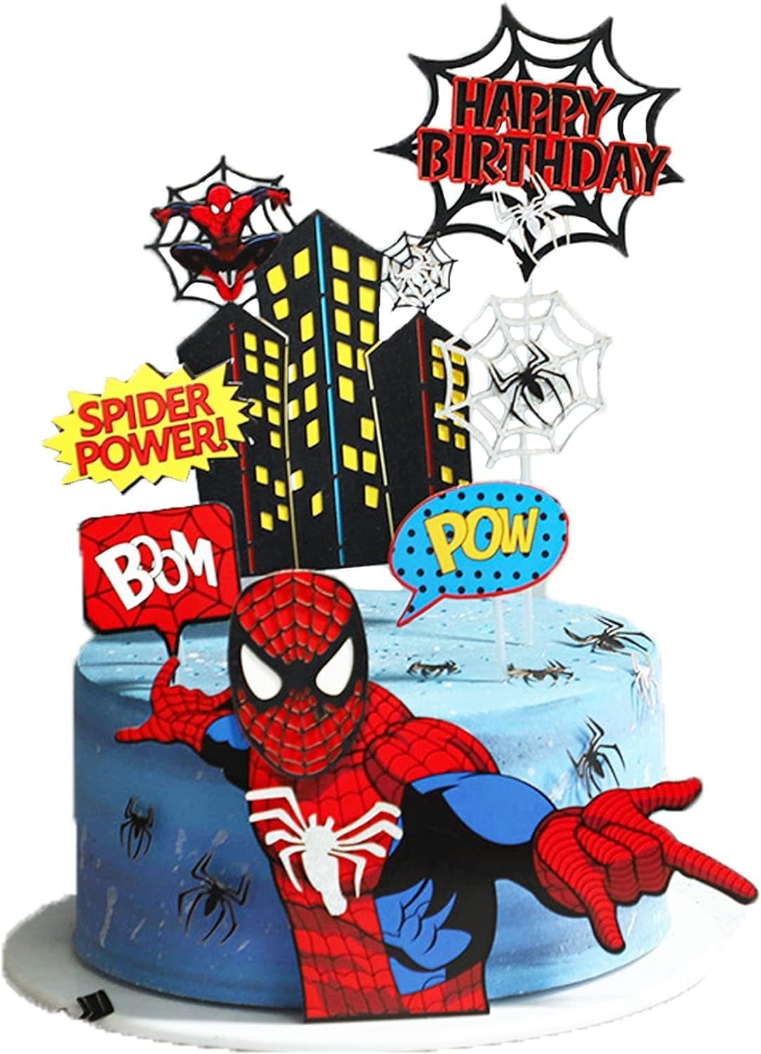 7 Pcs Red Spider Cake Topper Cupcake Toppers Cake Decorations Birthday Party Supplies Toppers for Children