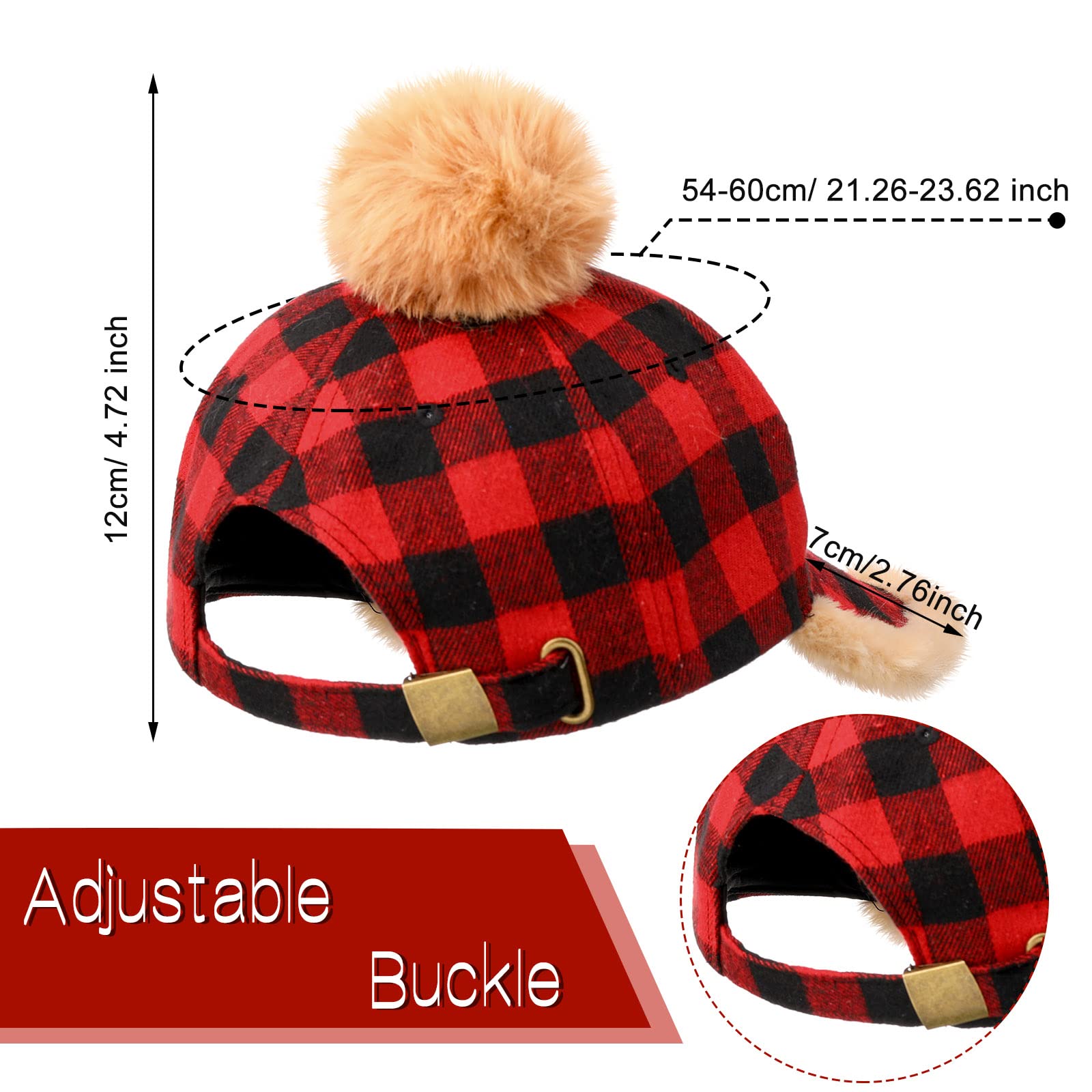 Adjustable Christmas Baseball Hat for Men Women Unisex Xmas Funny Checkered Baseball Cap Vintage Red Black Plaid Winter Hat