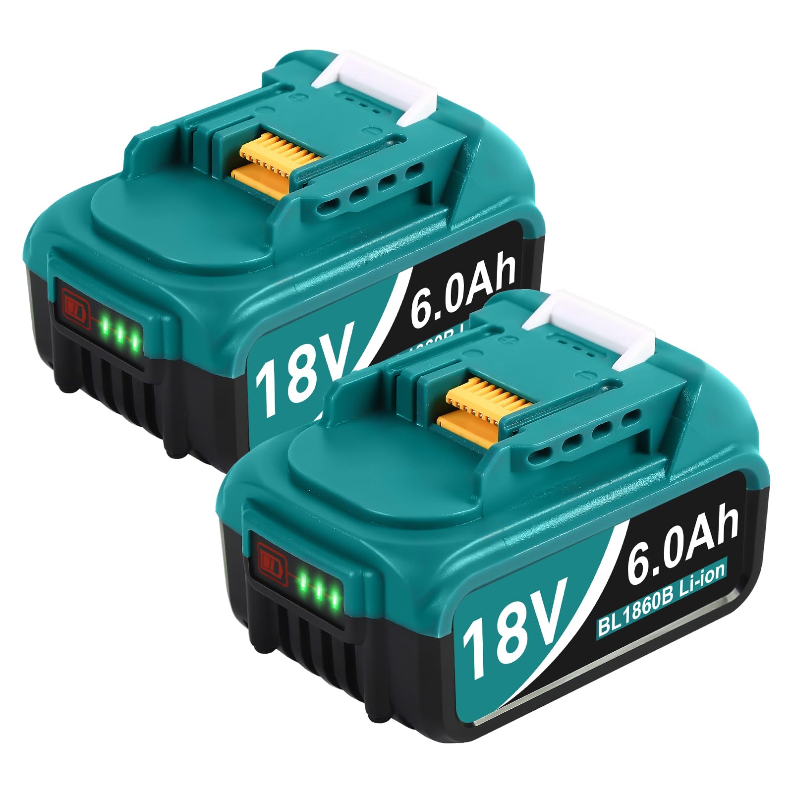 Aoasur 2023 Upgrade Version 6.0Ah Replacement for Makita 18V Battery 2Packs, Same Color as Makita Tool, fits All Makita 18V Tools and OEM Charger